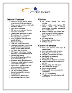 Greenland Standard Features | Lot One Homes